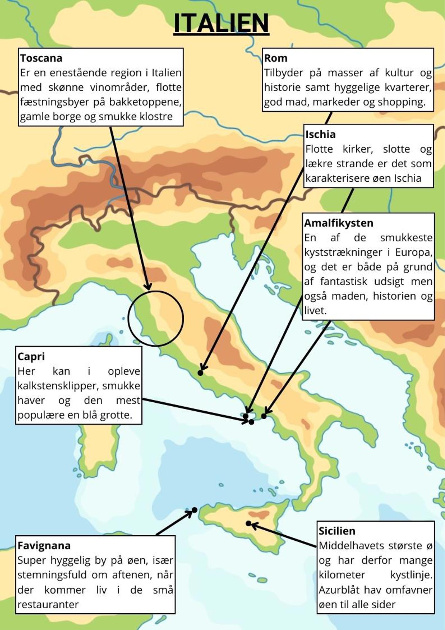 Kort over Italien | Nem planlægning med CPT